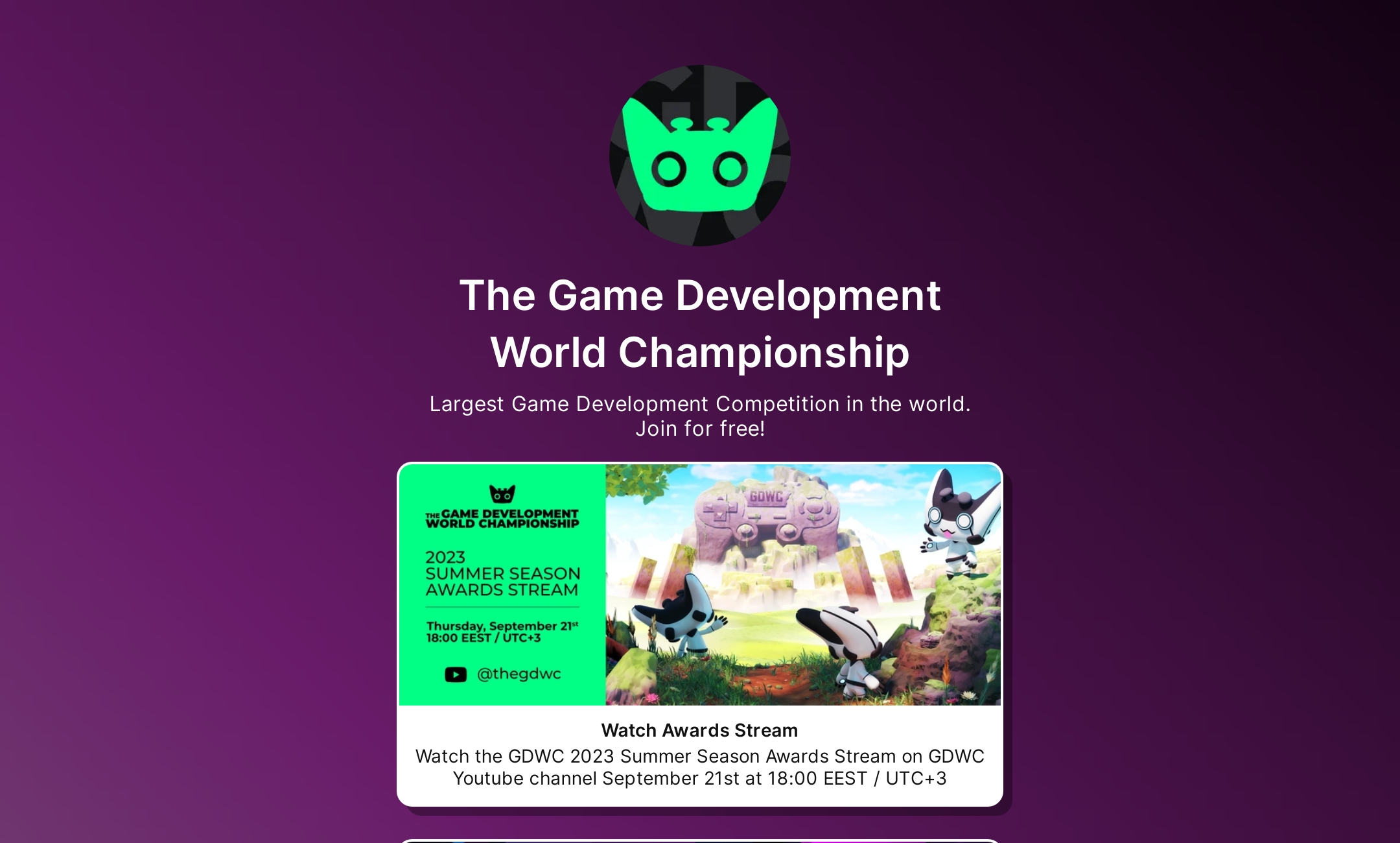The Game Development World Championship's Flowpage