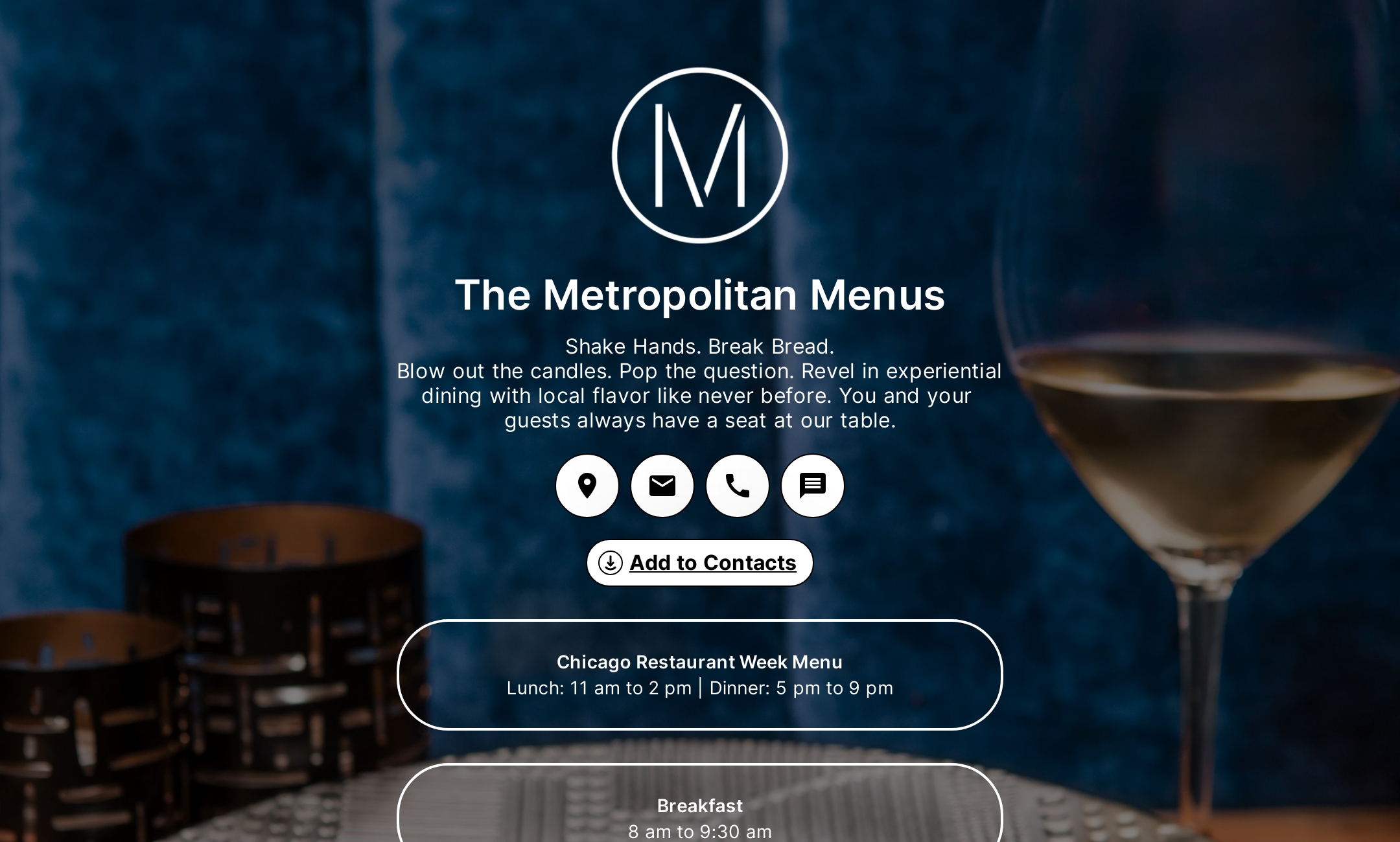 The Metropolitan Menus' Flowpage