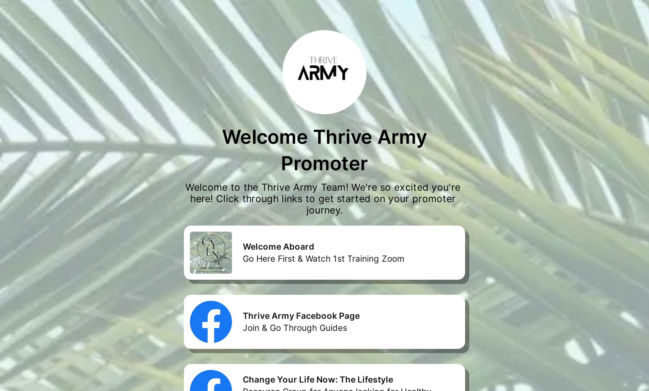 Welcome Thrive Army Promoter's Flowpage