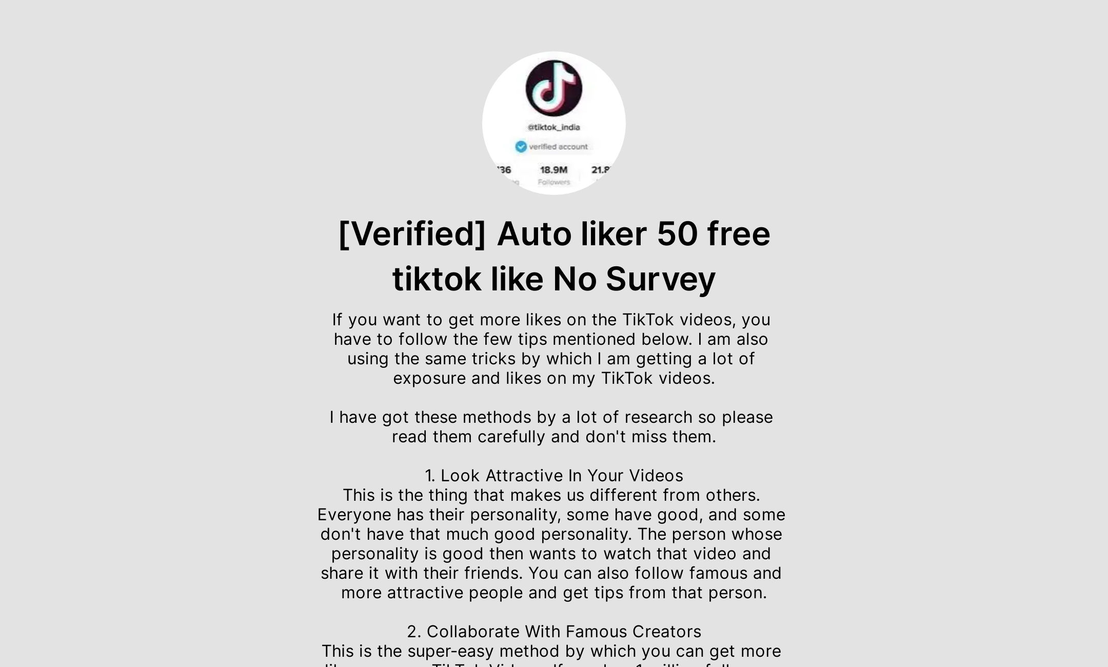 [Verified] Auto liker 50 free tiktok like No Survey's Flowpage