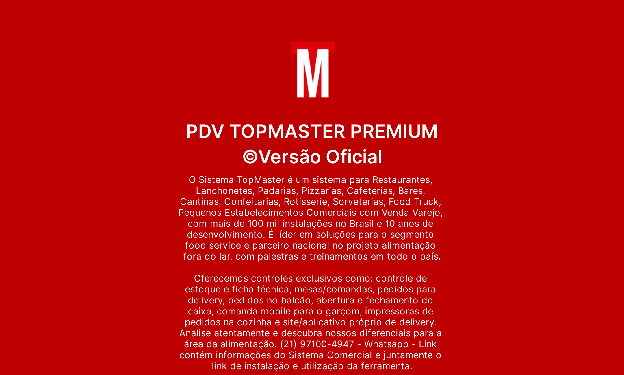 PDV TOPMASTER PREMIUM ©Versão Oficial's Flowpage