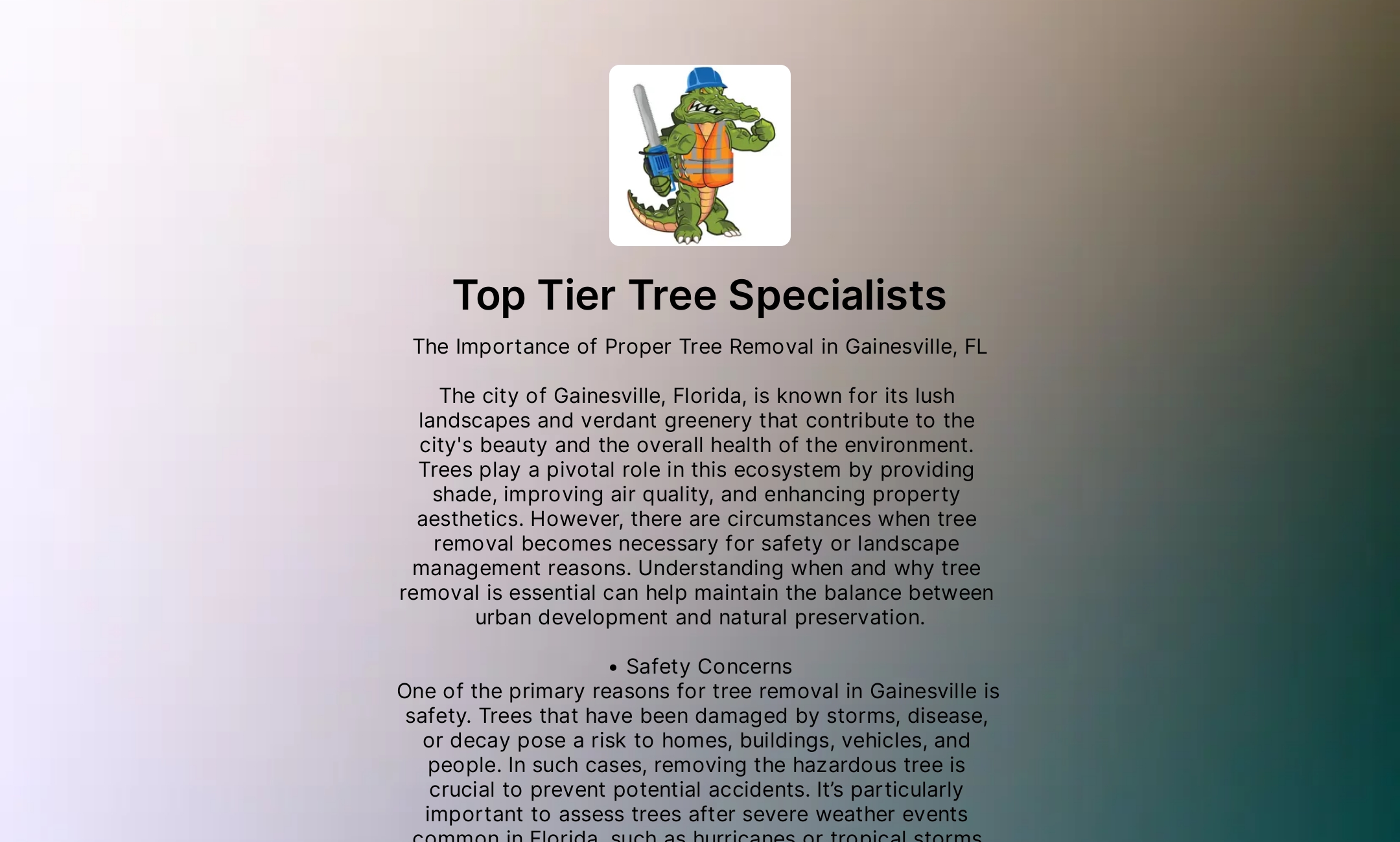 Top Tier Tree Specialists' Flowpage