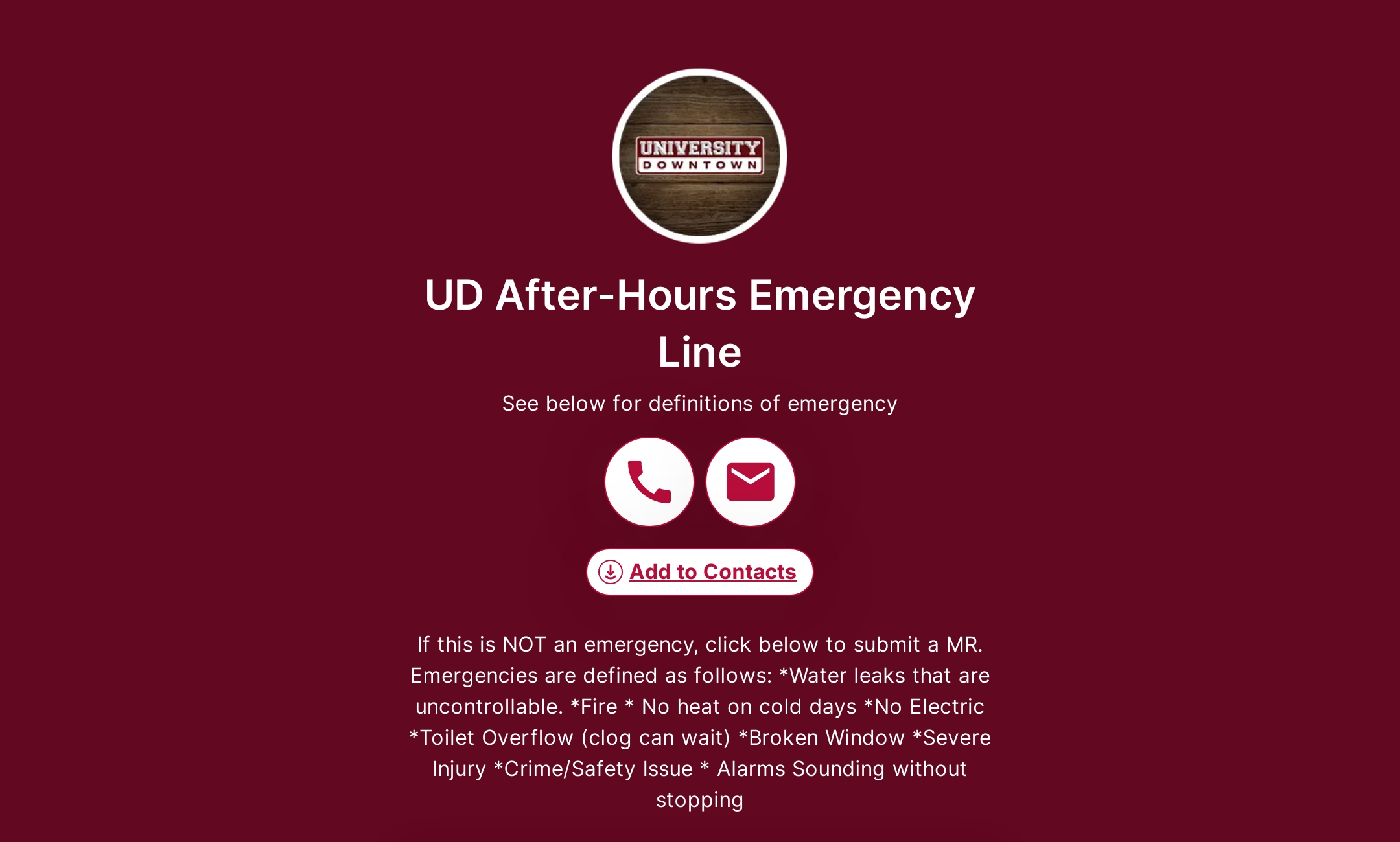 UD After-Hours Emergency Line's Flowpage