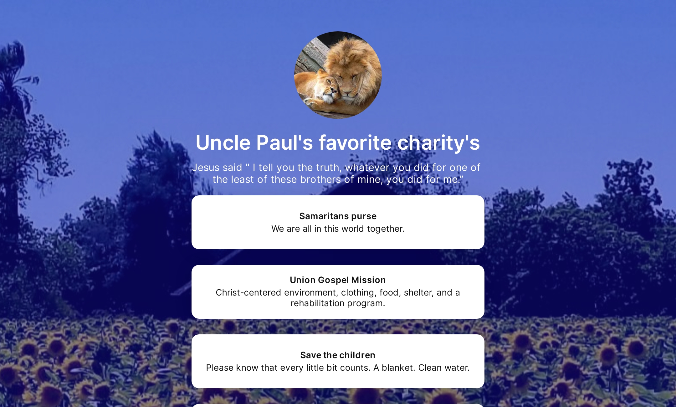 Uncle Paul's favorite charity's 's Flowpage