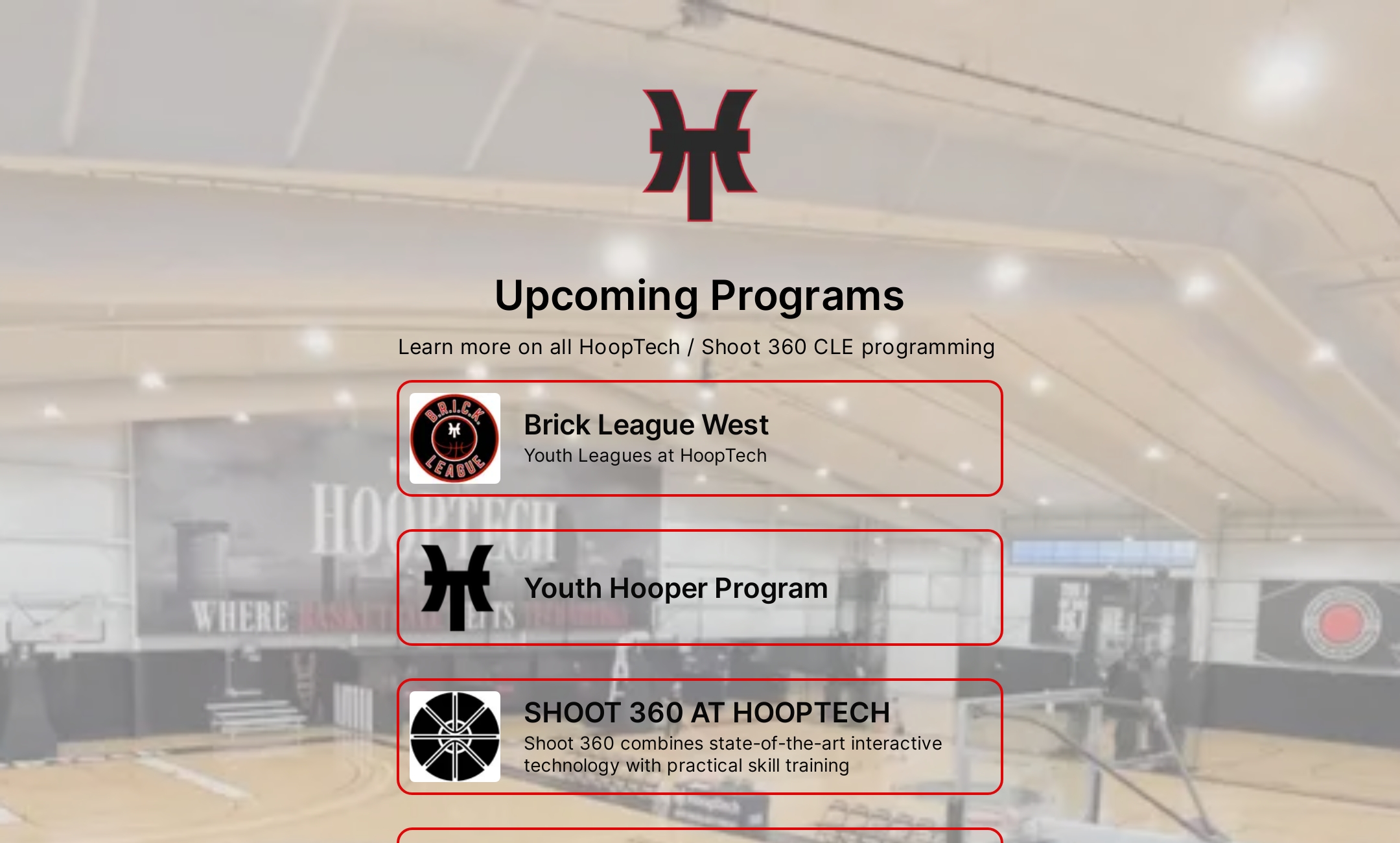 Upcoming Programs' Flowpage