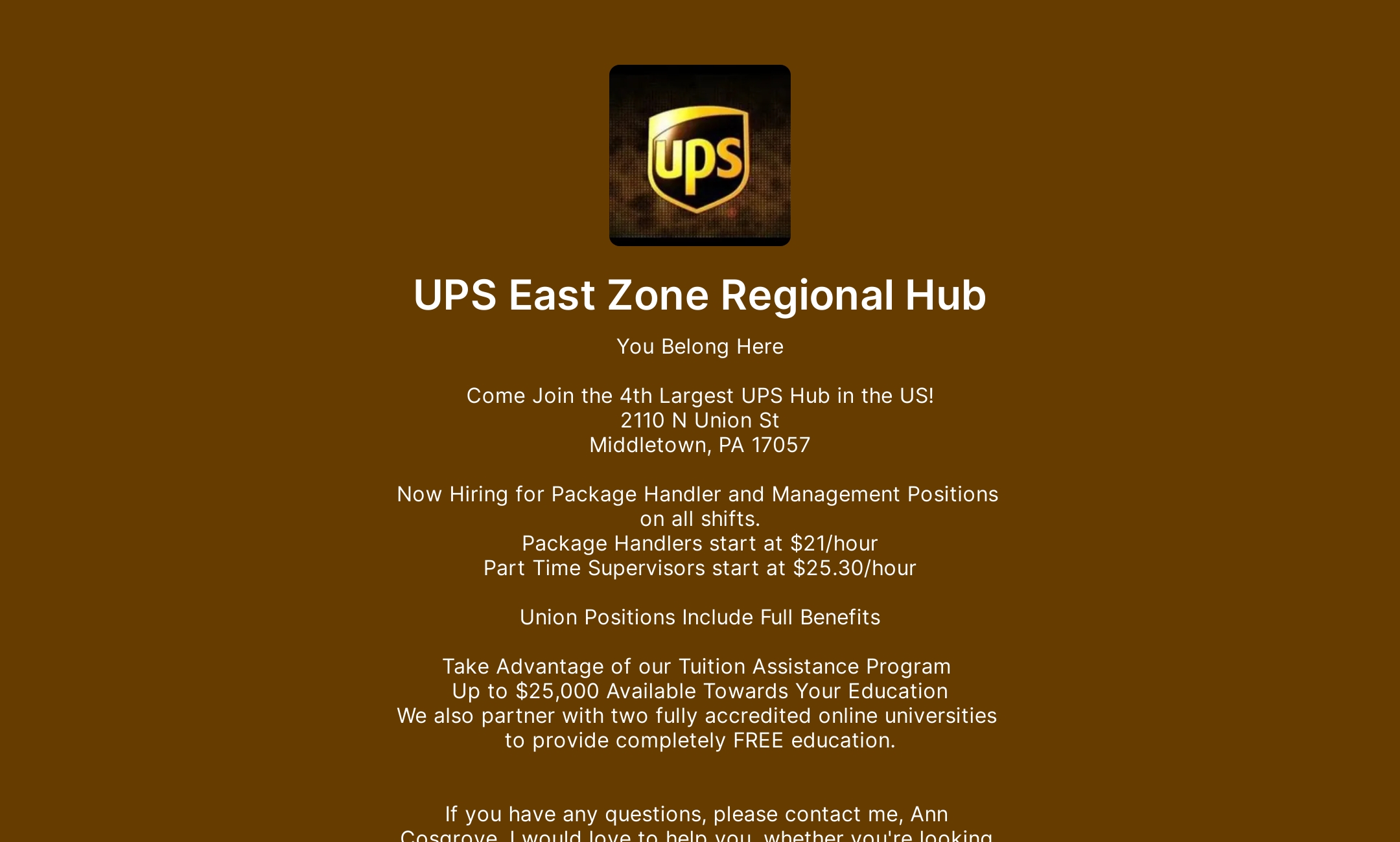 UPS East Zone Regional Hub's Flowpage