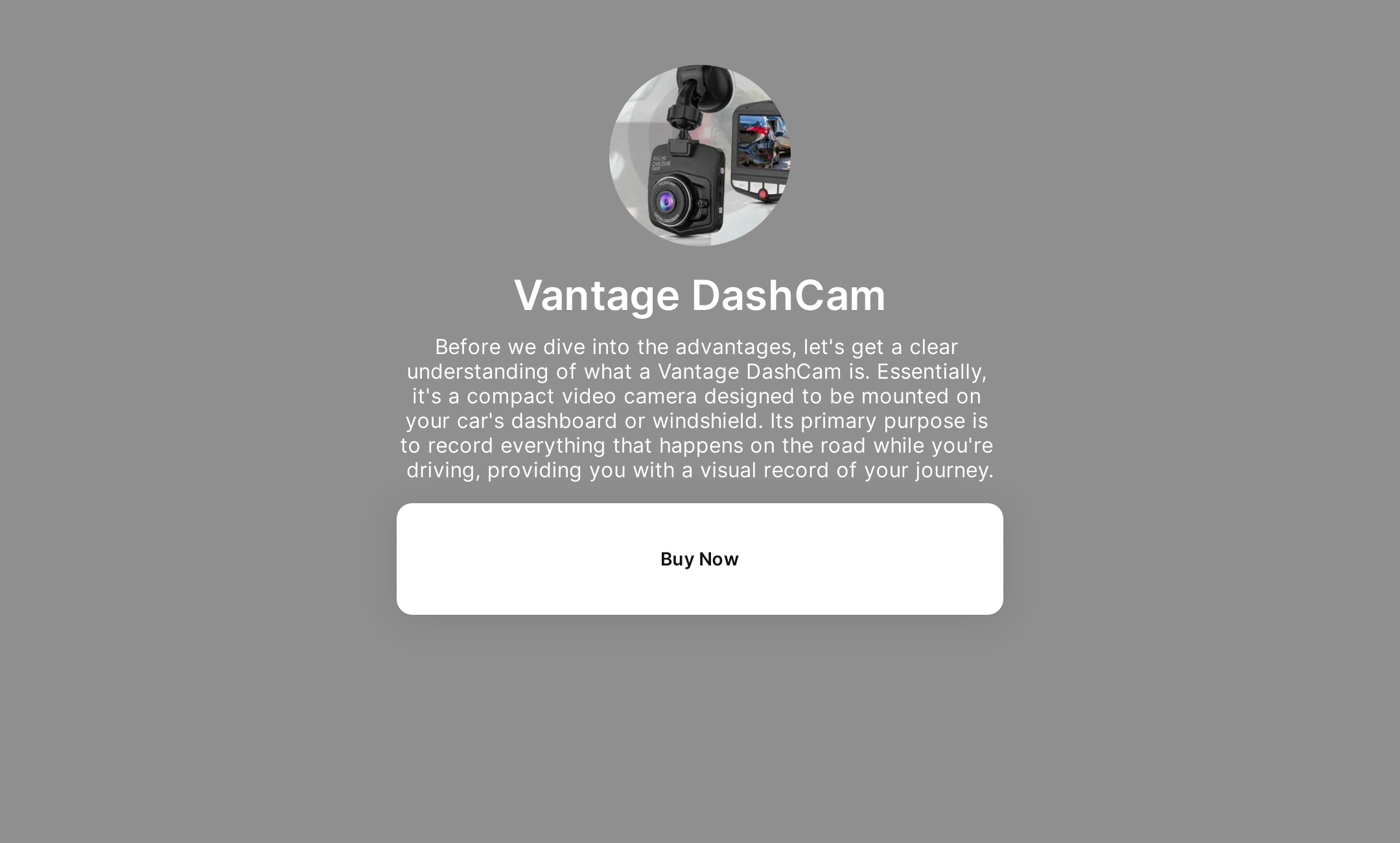Vantage DashCam's Flowpage