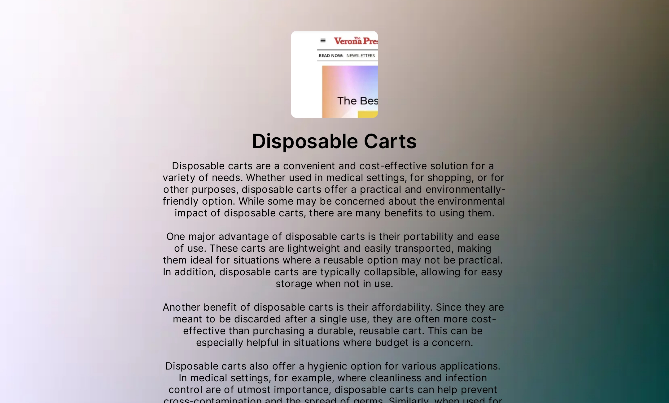 Disposable Carts' Flowpage