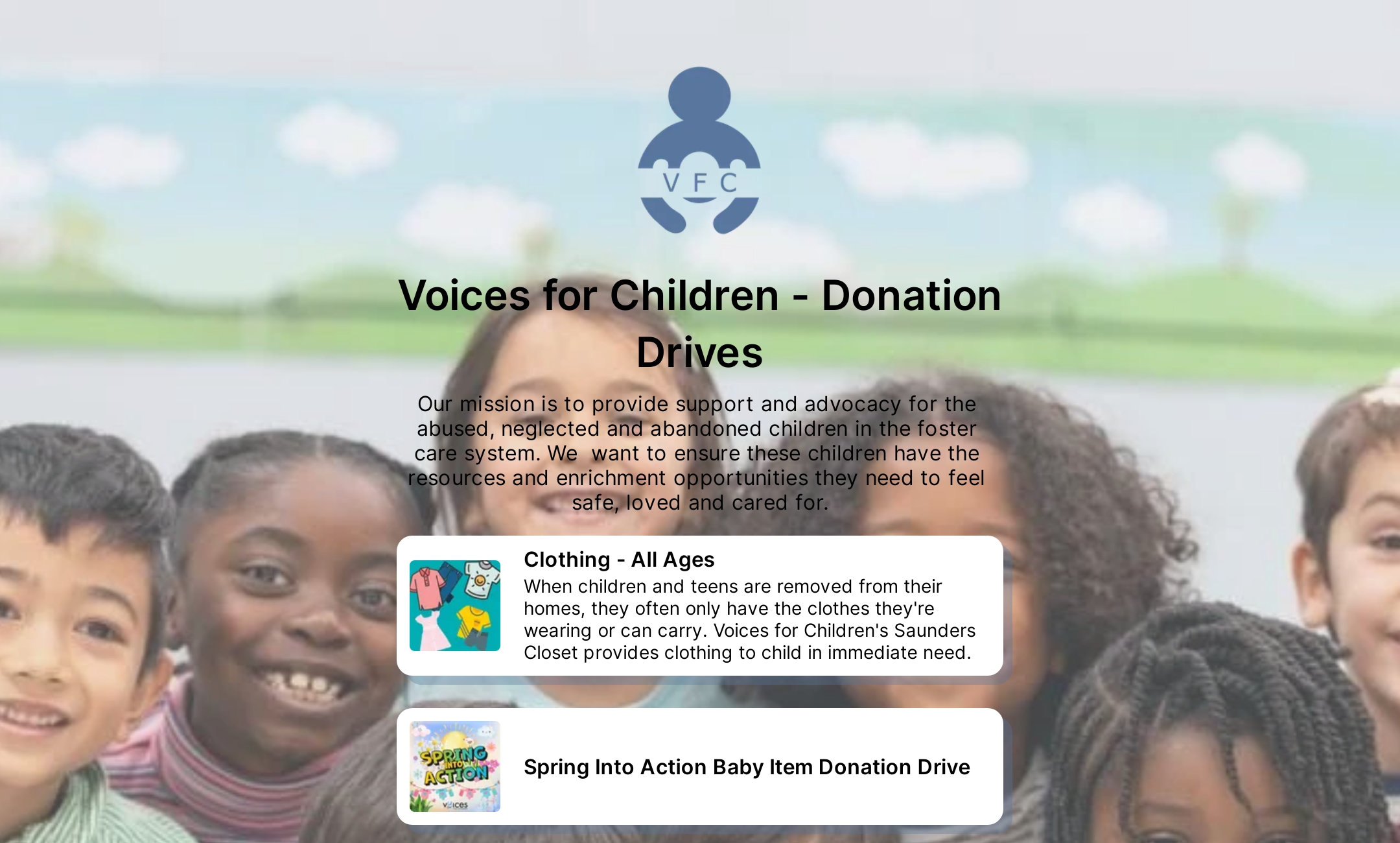 Voices for Children - Donation Drives' Flowpage