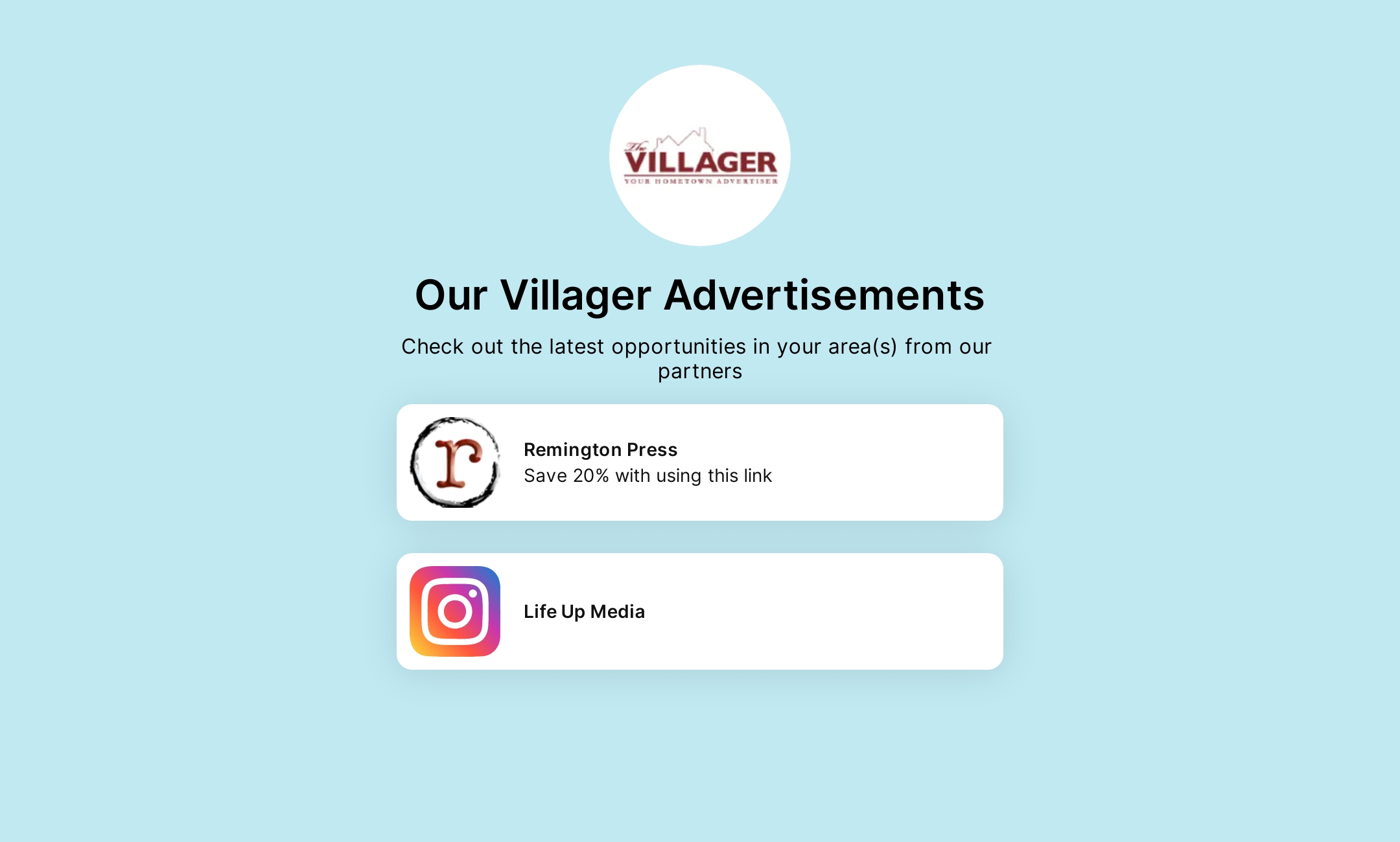Our Villager Advertisements 's Flowpage