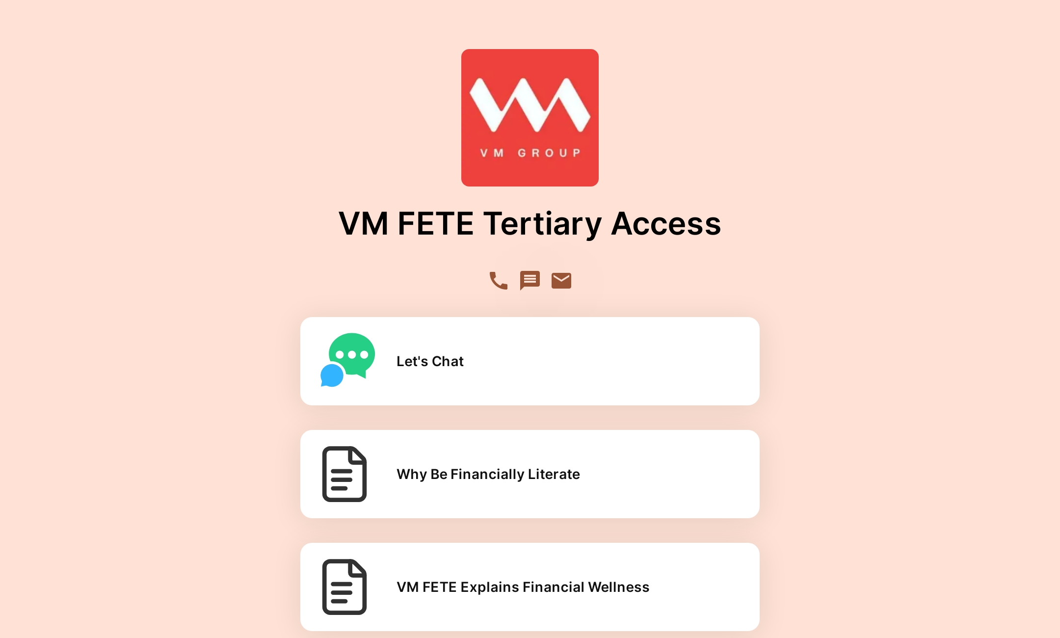 VM FETE Tertiary Access' Flowpage