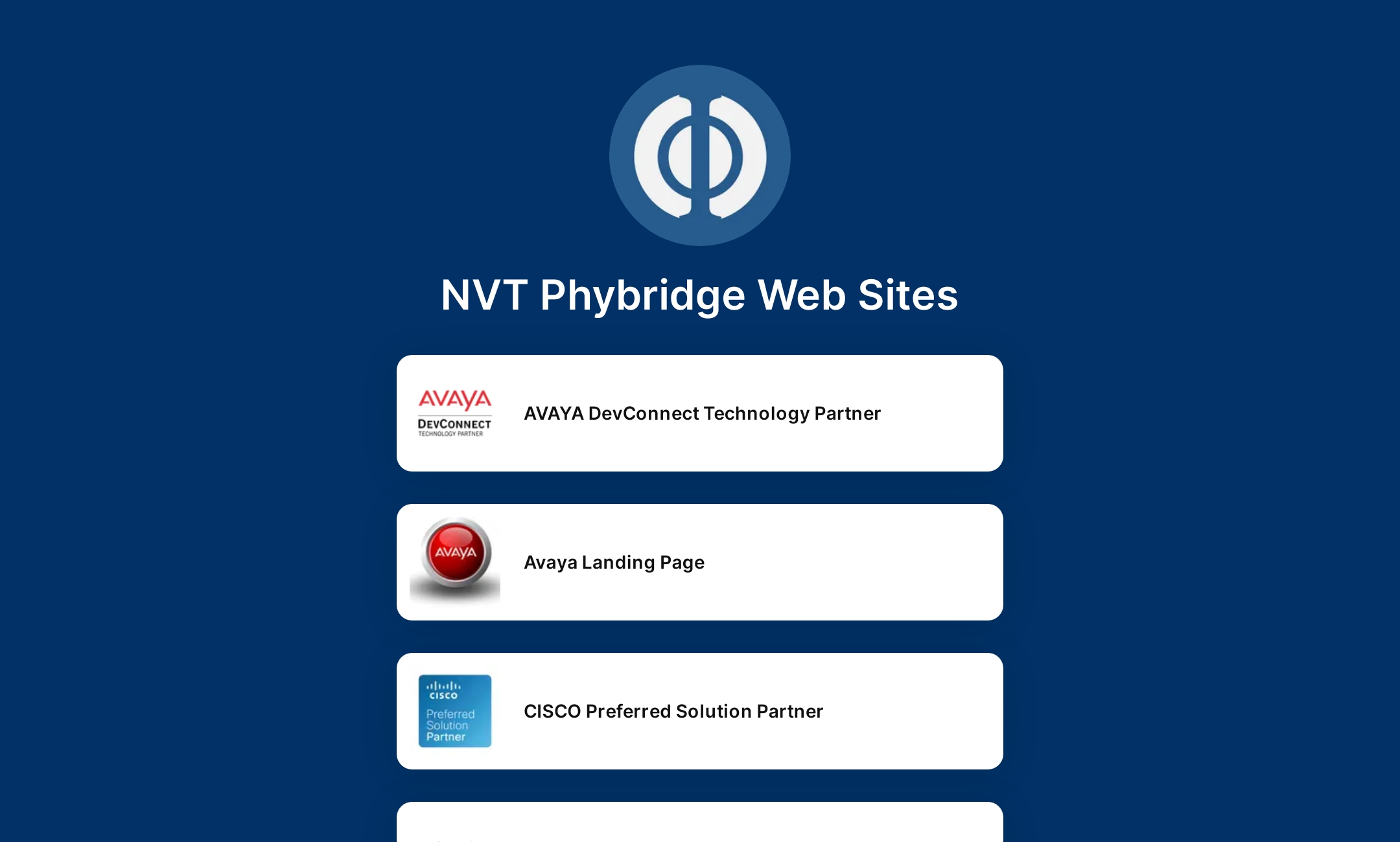 NVT Phybridge Web Sites' Flowpage