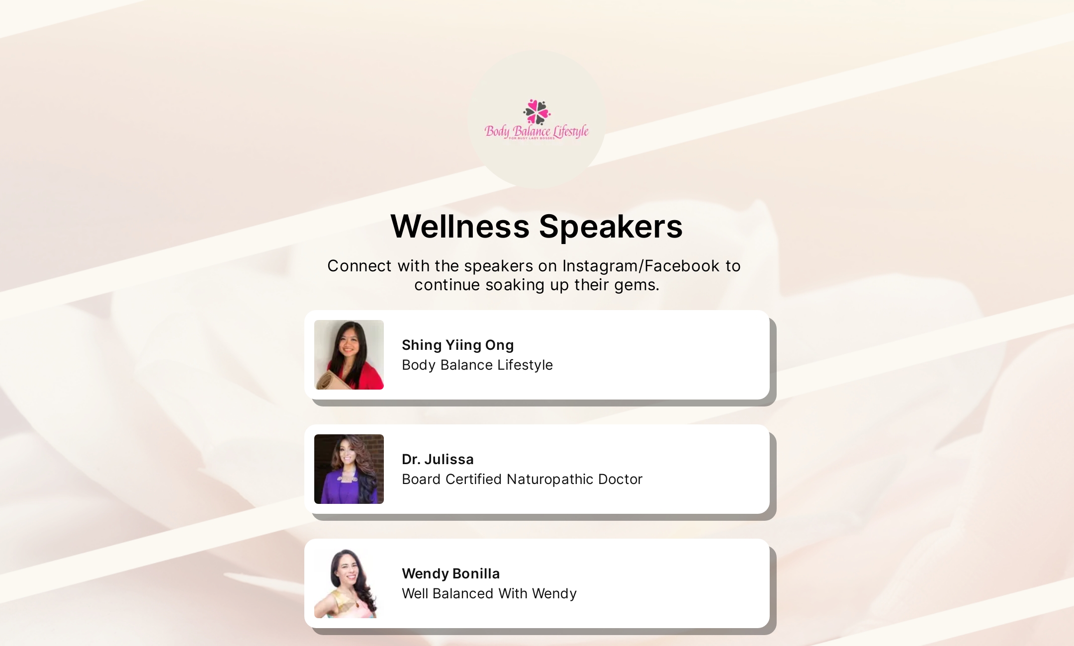 Wellness Speakers' Flowpage