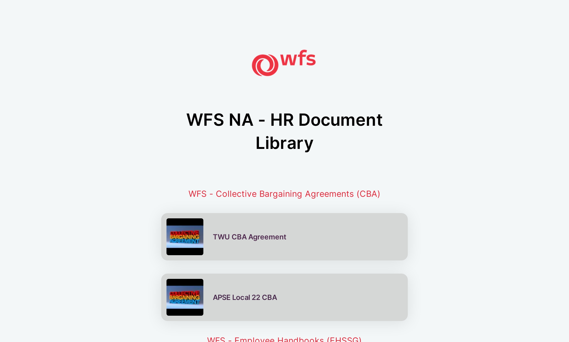 WFS NA - HR Document Library's Flowpage