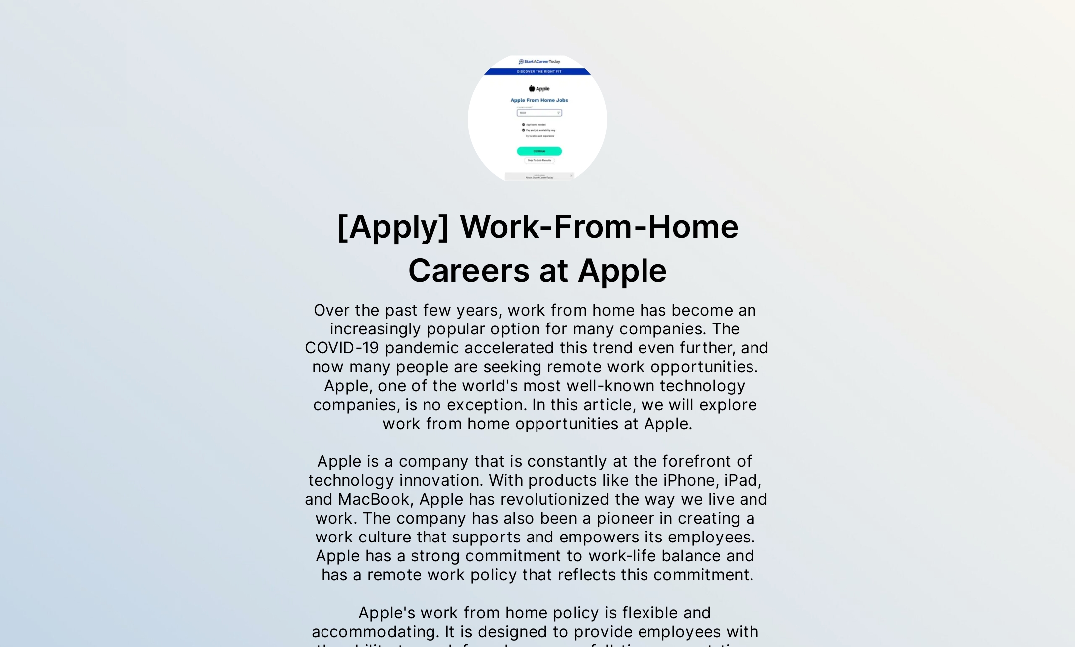 [Apply] Work-from-home careers at Apple