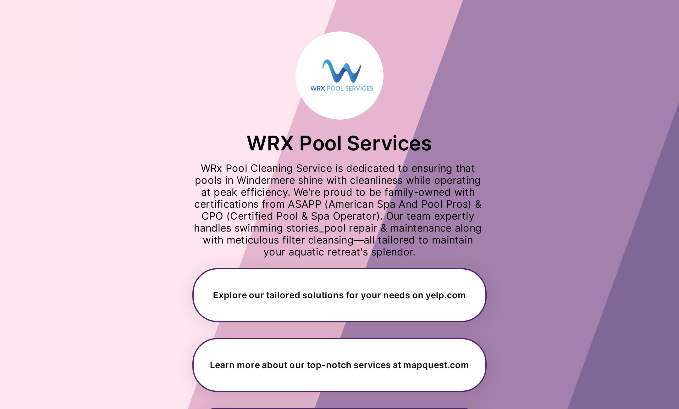 WRX Pool Services' Flowpage