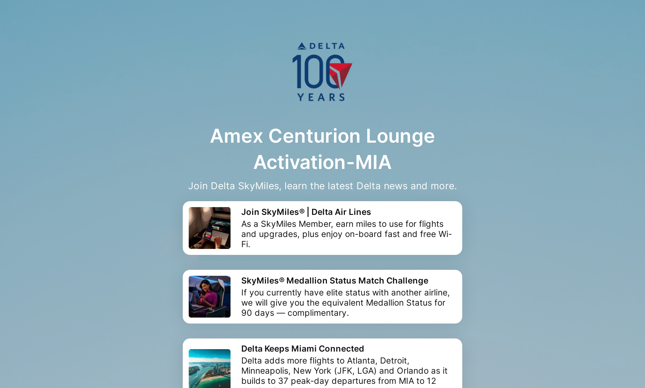 Amex Centurion Lounge Activation-MIA's Flowpage