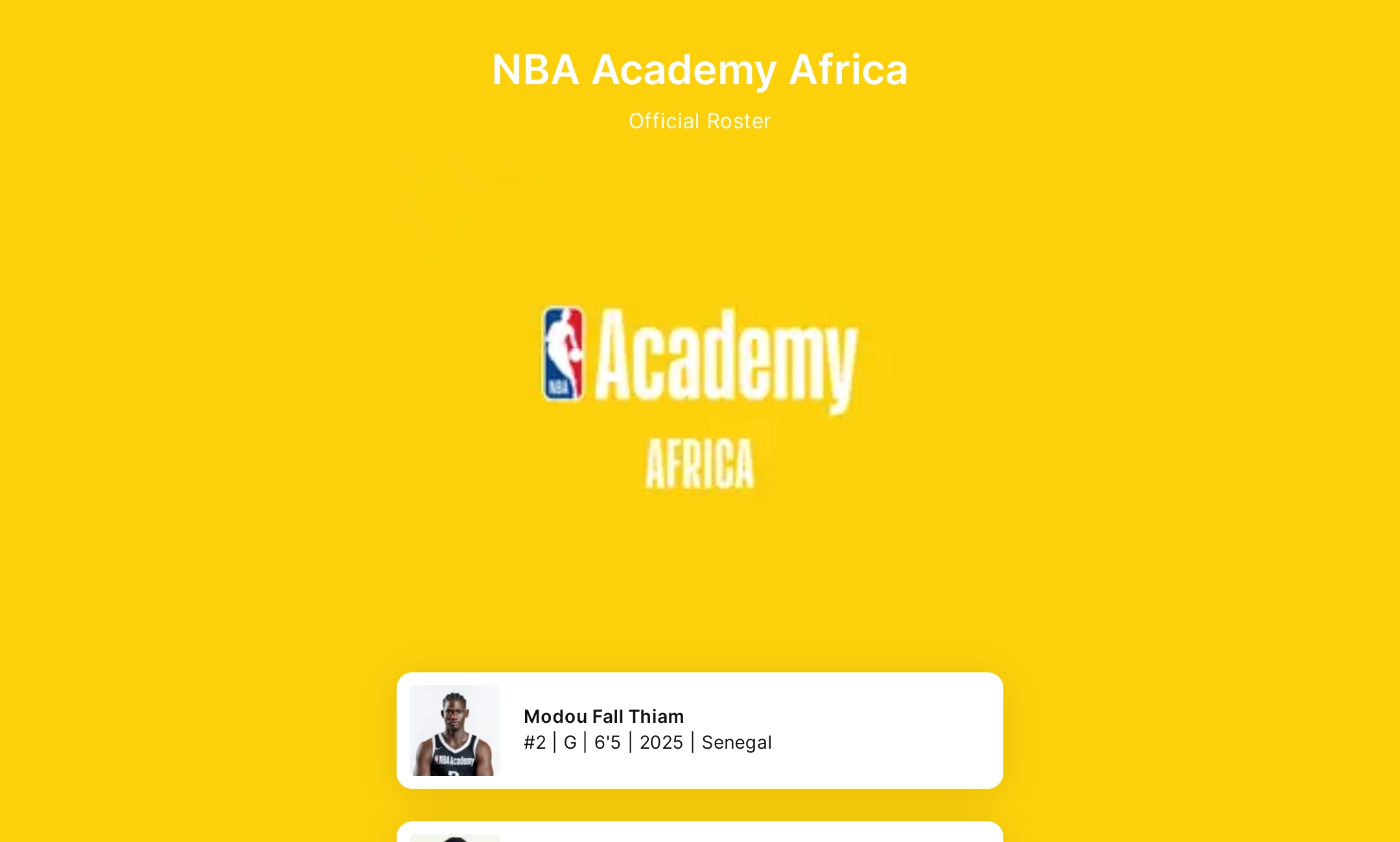 NBA Academy Africa's Flowpage