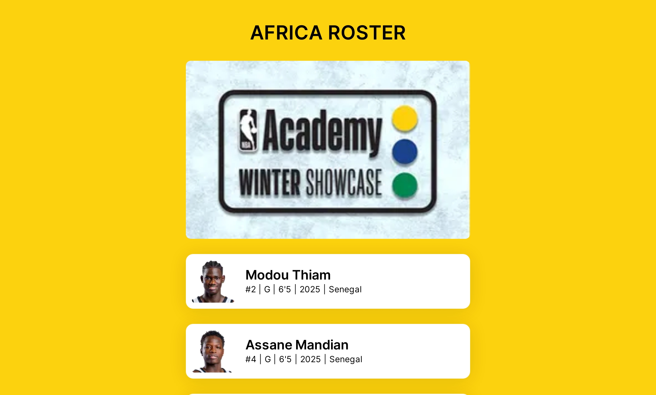NBA Academy Winter Tour