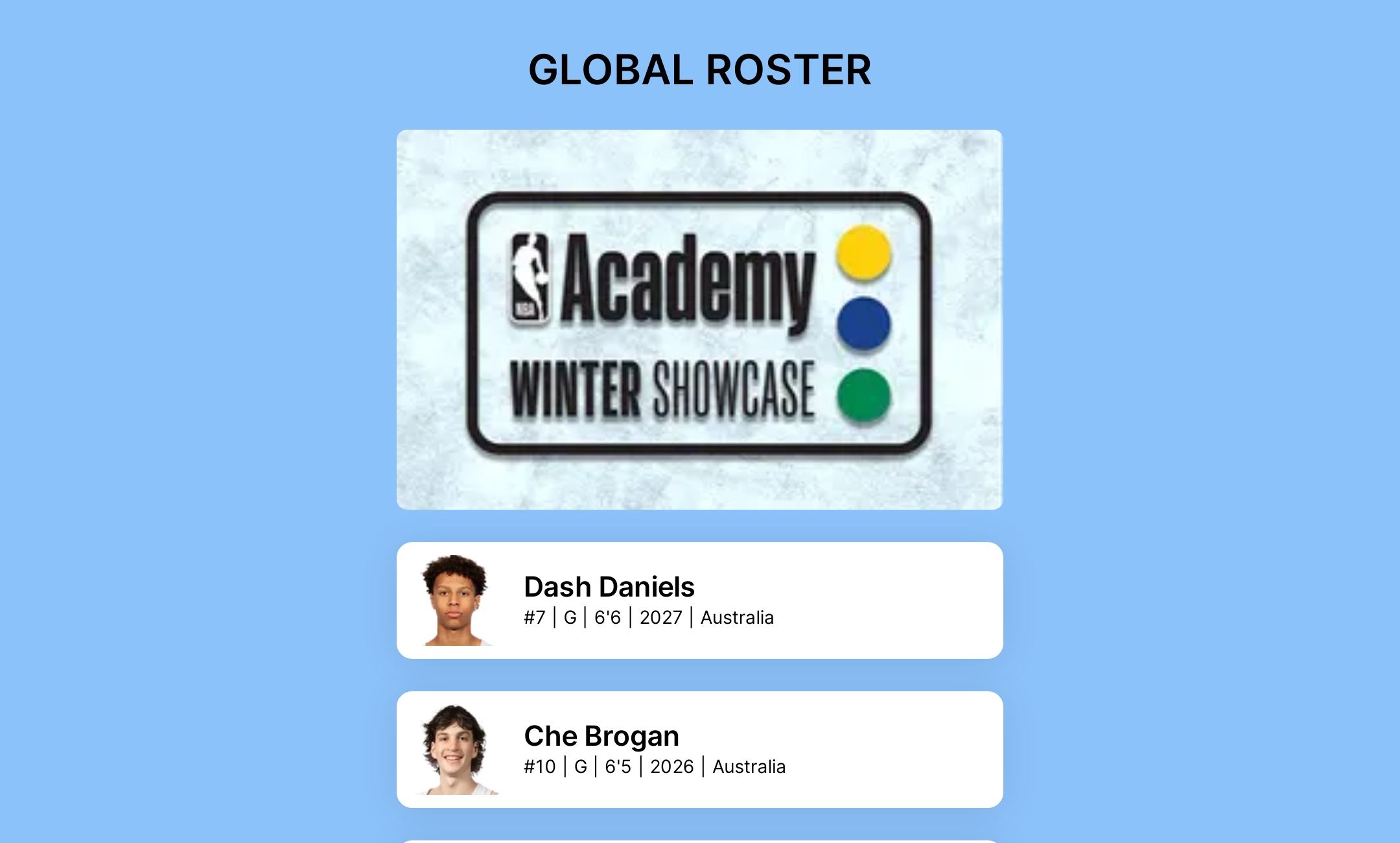 NBA Academy Winter Tour